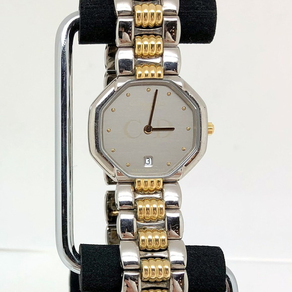 Dior | Accessories | Christian Dior Quartz Watch 4823 Silver Gold Dial ...